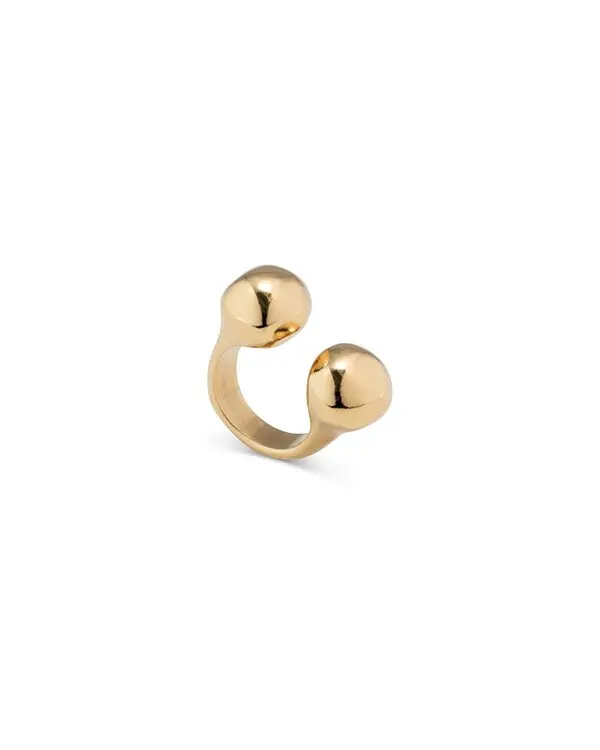 UNODE50 18k -plated Open Ring With Two Beads