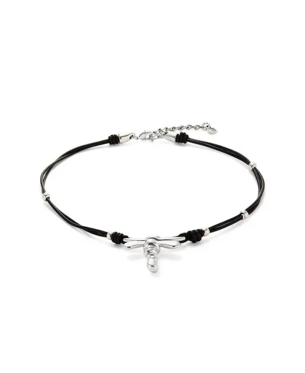 UNODE50 Leather Dragonfly Pendant Necklace