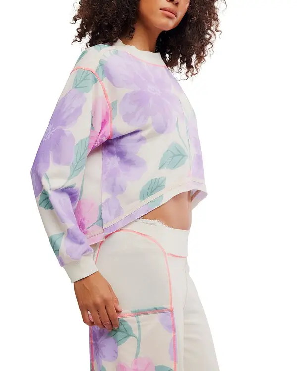 Free People Summer Loving Floral Print Sweatshirt