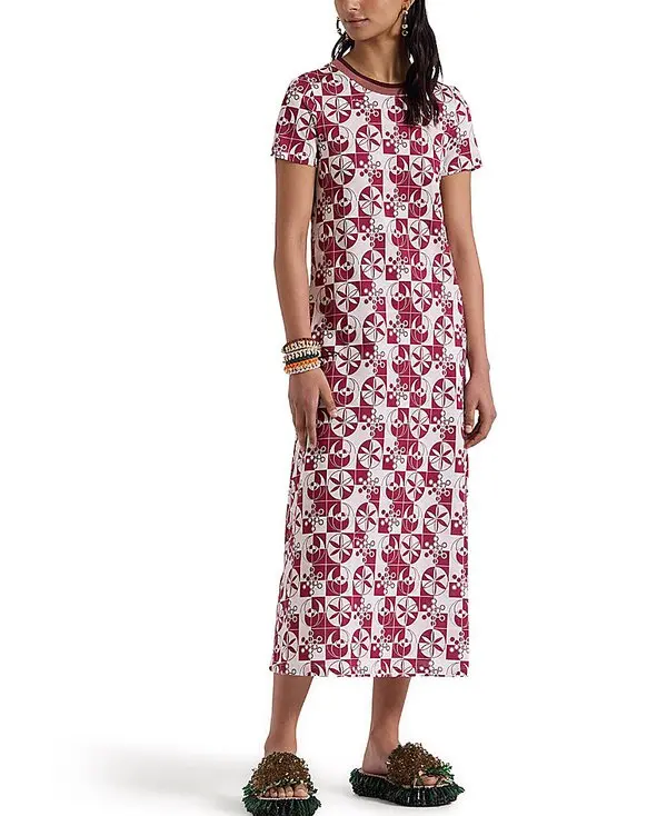La DoubleJ Sporty Swing Dress With Floral Print - Eclipse Bordeaux