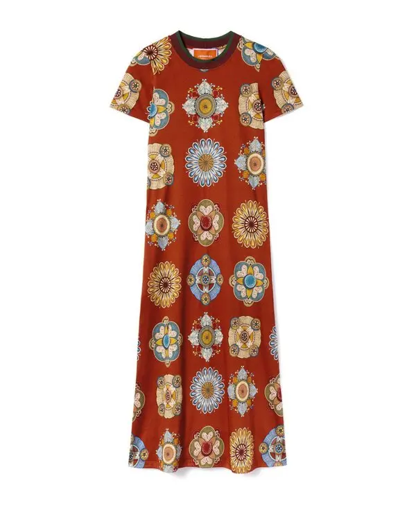 La DoubleJ Sporty Swing Dress With Floral Print - Nucleus Rust