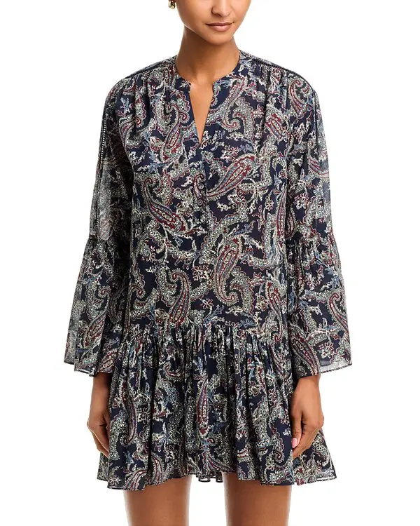 Veronica Beard Novessa Paisley Print Cotton Dress - Navy Multi