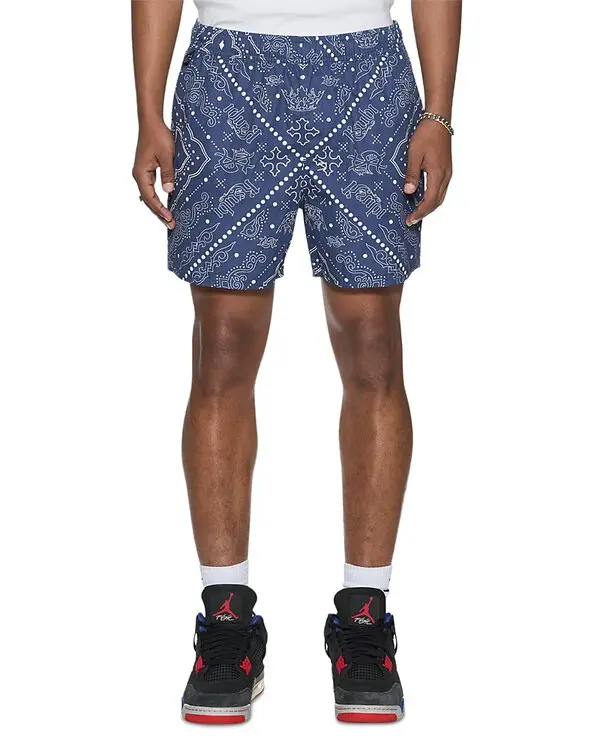 Ksubi Paisley Patterned Broad Shorts - Navy