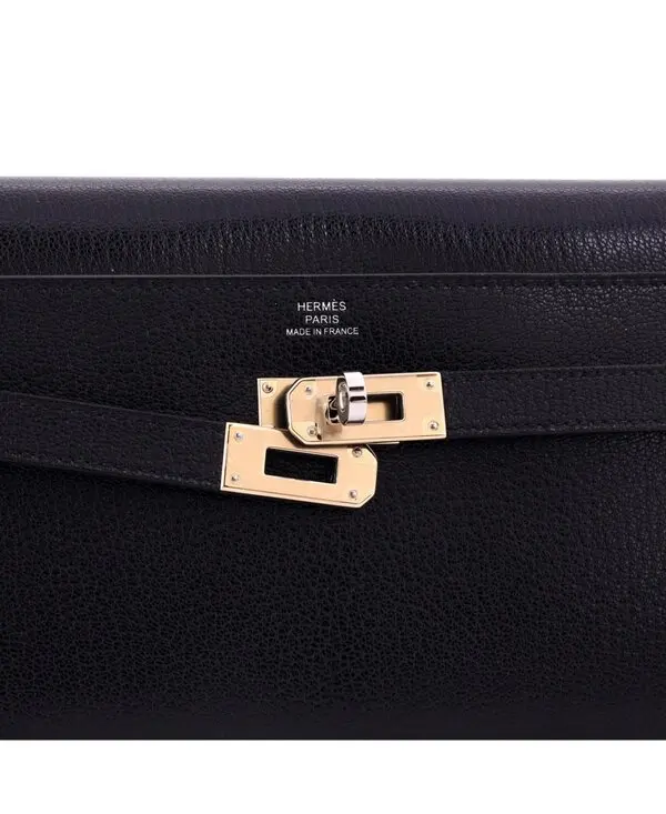 Hermès Kelly To Go Wallet Chevre Chamkila - Black