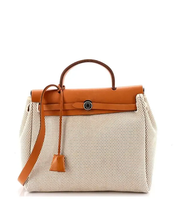 Hermès 31 Herbag Zip Criss Viking Toile And Leather - Neutral