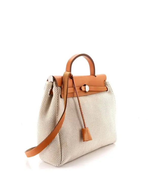 Hermès 31 Herbag Zip Criss Viking Toile And Leather - Neutral
