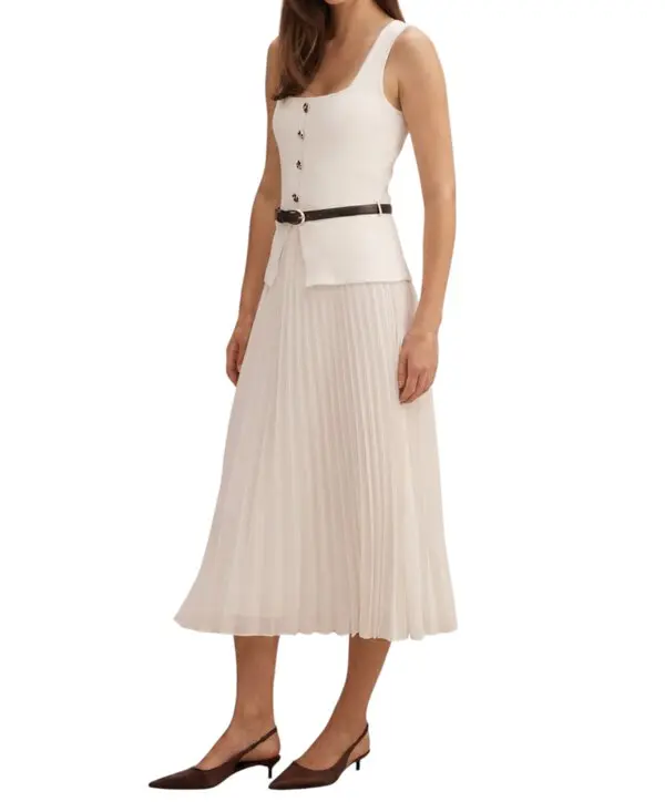 EVER NEW Delphine Sleeveless Square Neck Midi Dress