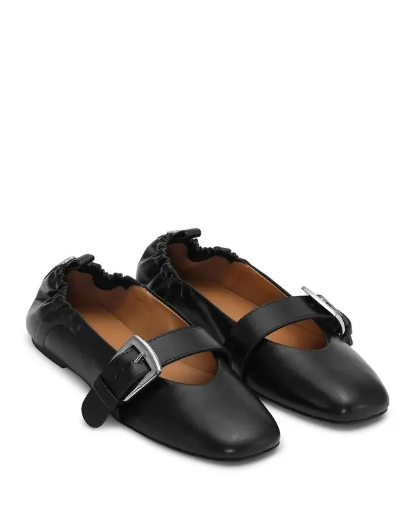 GANNI Butterfly Strap Ballet Flats - Black