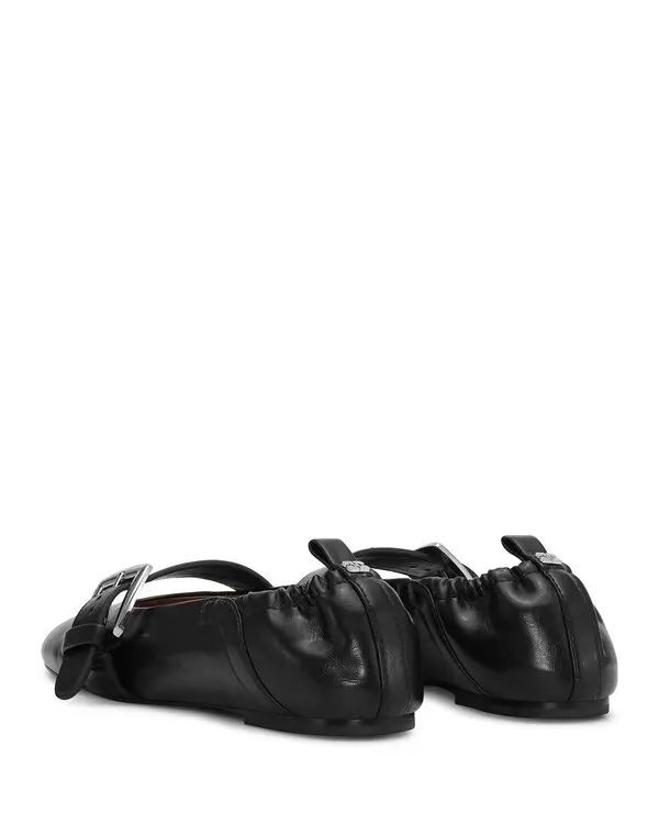 GANNI Butterfly Strap Ballet Flats - Black