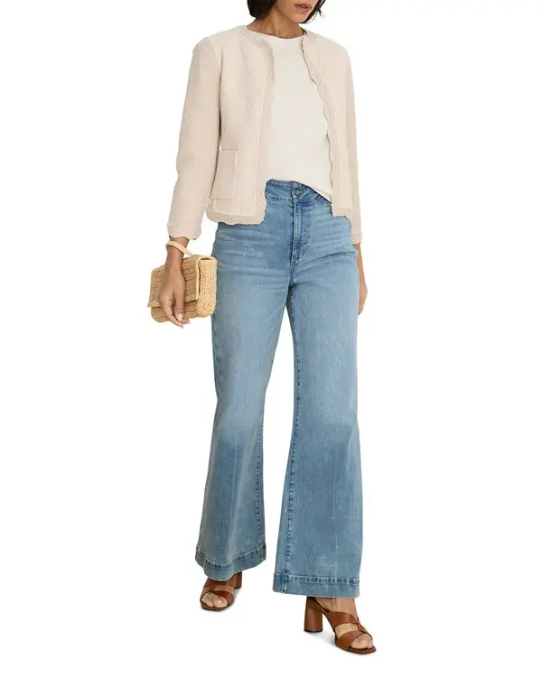NIC+ZOE Scalloped Trim Weave Mix Knit Jacket