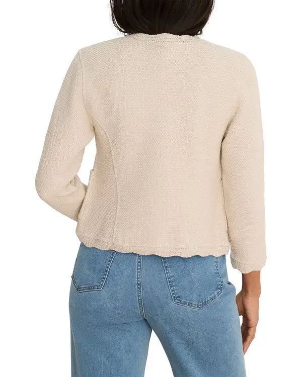NIC+ZOE Scalloped Trim Weave Mix Knit Jacket