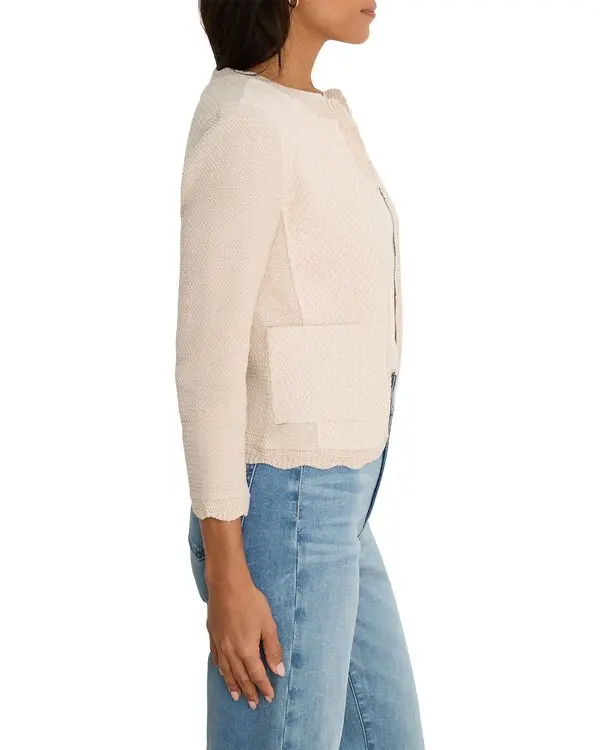 NIC+ZOE Scalloped Trim Weave Mix Knit Jacket
