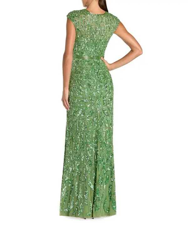 Mac Duggal Embellished High Neck Cap Sleeve Gown