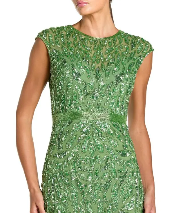 Mac Duggal Embellished High Neck Cap Sleeve Gown
