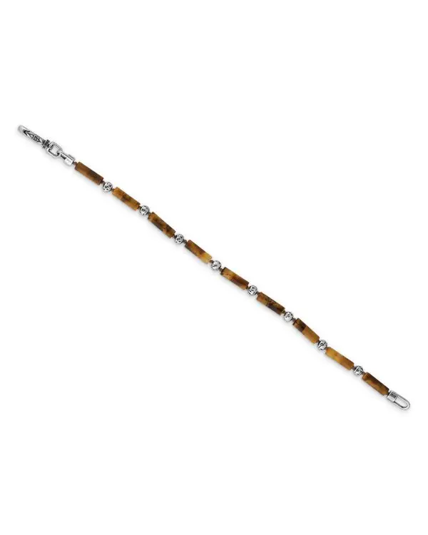 John Varvatos Sterling Tiger Eye Bead Bracelet