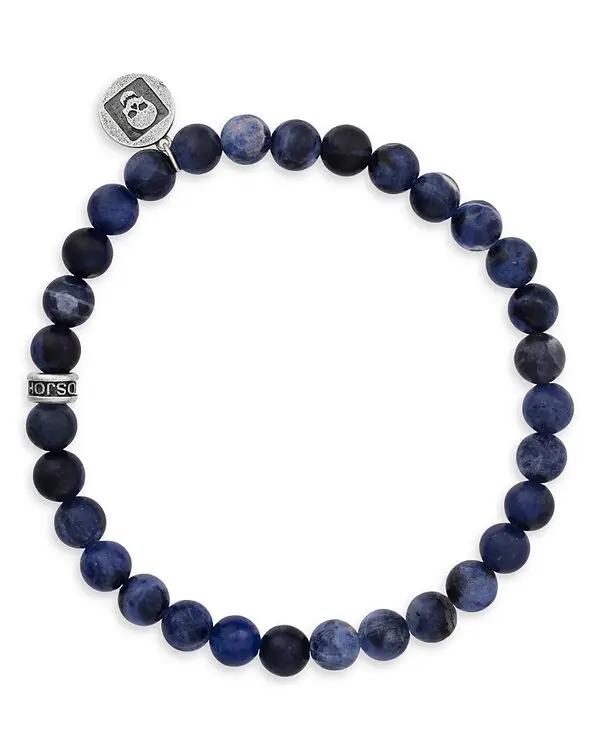 John Varvatos Sterling Sodalite Bead Charm Bracelet - Silver