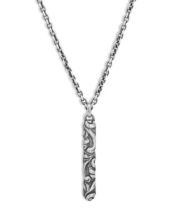 John Varvatos Sterling Gothic Design Bar Pendant Necklace - Silver