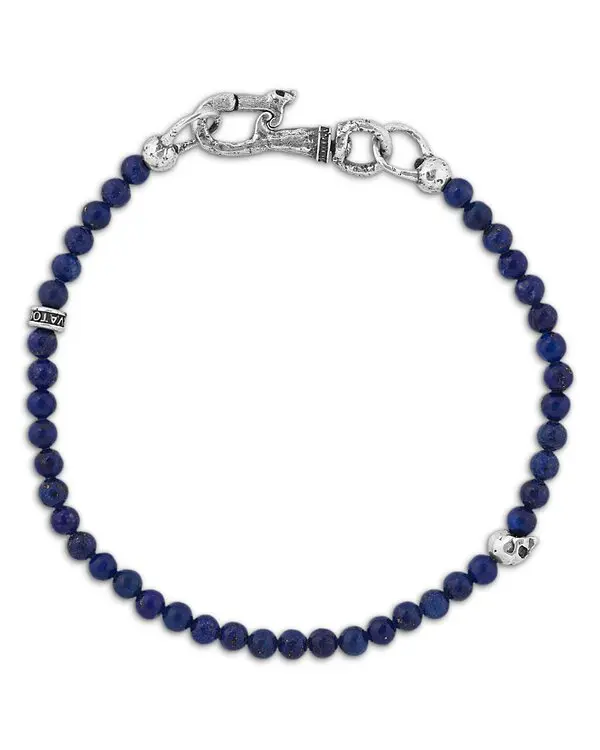 John Varvatos Sterling Lapis Lazuli & Skull Bead Bracelet - Silver