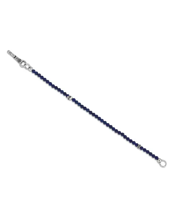 John Varvatos Sterling Lapis Lazuli & Skull Bead Bracelet