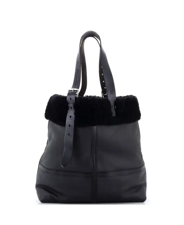 Hermès Aviateur Etriviere Shopping Tote Bag Cristobal With Vache Hunter And Shearling
