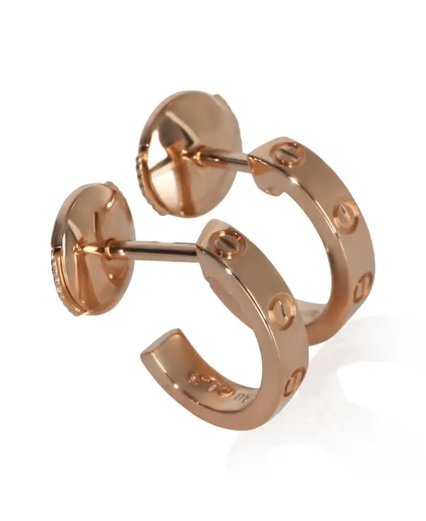 CARTIER Small Model Love Hoop 18k Rose Gold Earrings