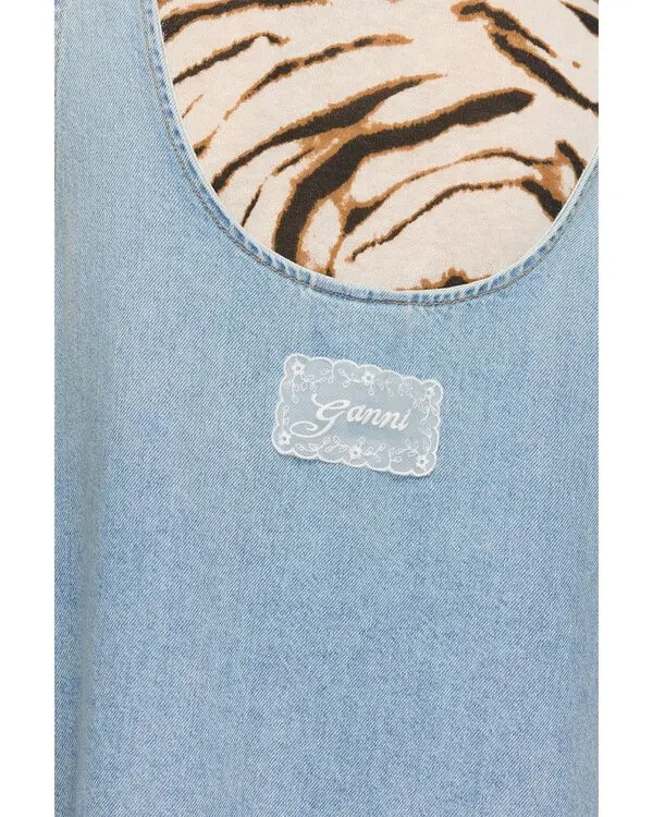 GANNI Ruffled Denim Dress