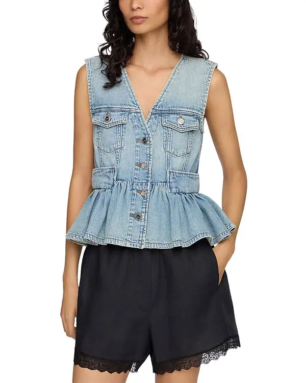 GANNI Lightweight Denim Peplum Top