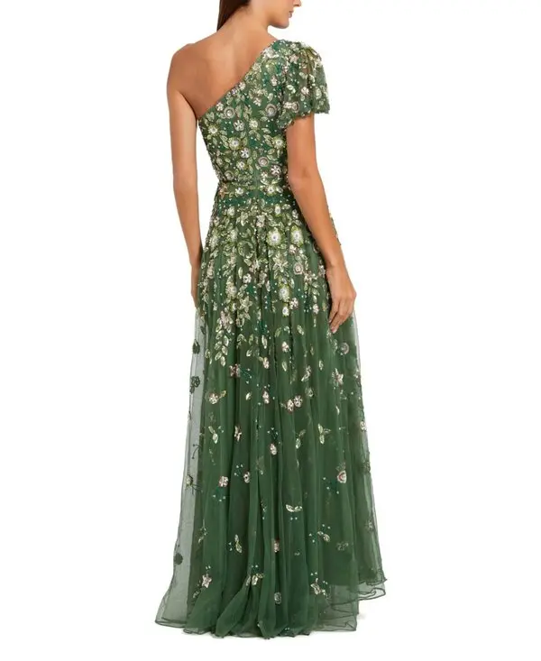 Mac Duggal Embellished One-shoulder Gown