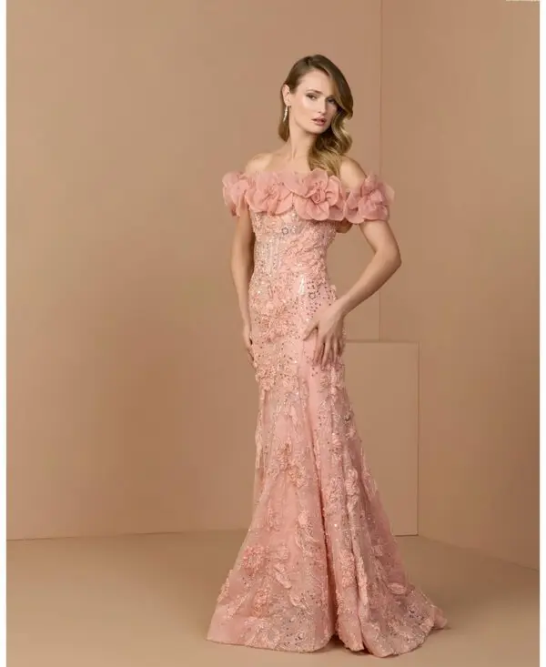 Mac Duggal Off-the-shoulder Mermaid Gown With 3d Floral Embellishments