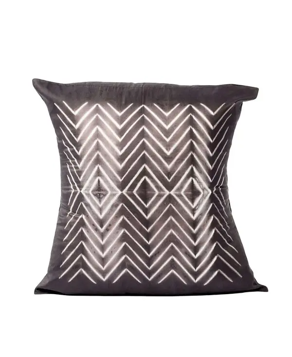STUDIO VARIOUSLY Naami Handcrafted Shibori Print Mulberry Silk Pillow, Cover Only, 20 X 20 - Black