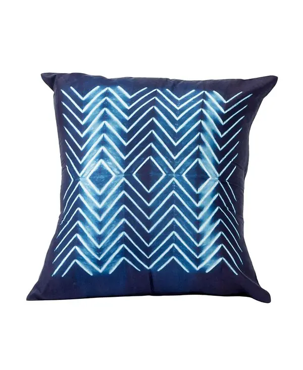 STUDIO VARIOUSLY Naami Handcrafted Shibori Print Mulberry Silk Pillow, Cover Only, 20 X 20 - Indigo