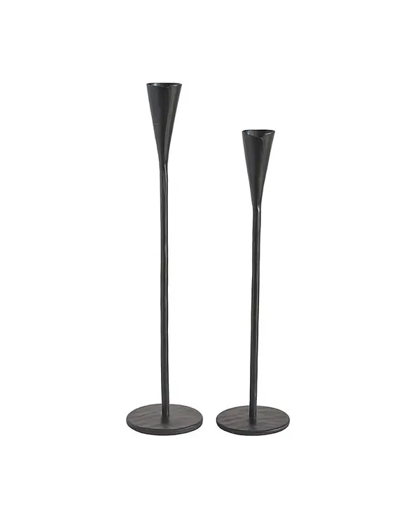 CREATIVE WOMEN Gemini Handforged Iron Candle Stands, Set Of 2 - Black