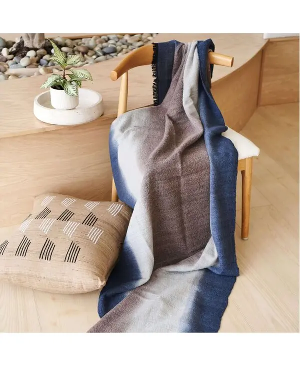 STUDIO VARIOUSLY Moonstruck Handloom Handspun Merino Throw - Blue