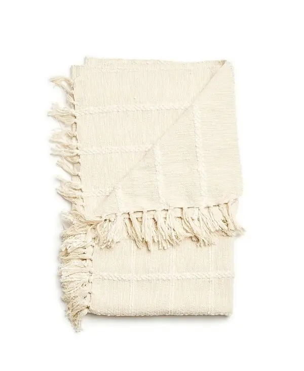 STUDIO VARIOUSLY Sea Shell Textured Checks Handloom Throw - White