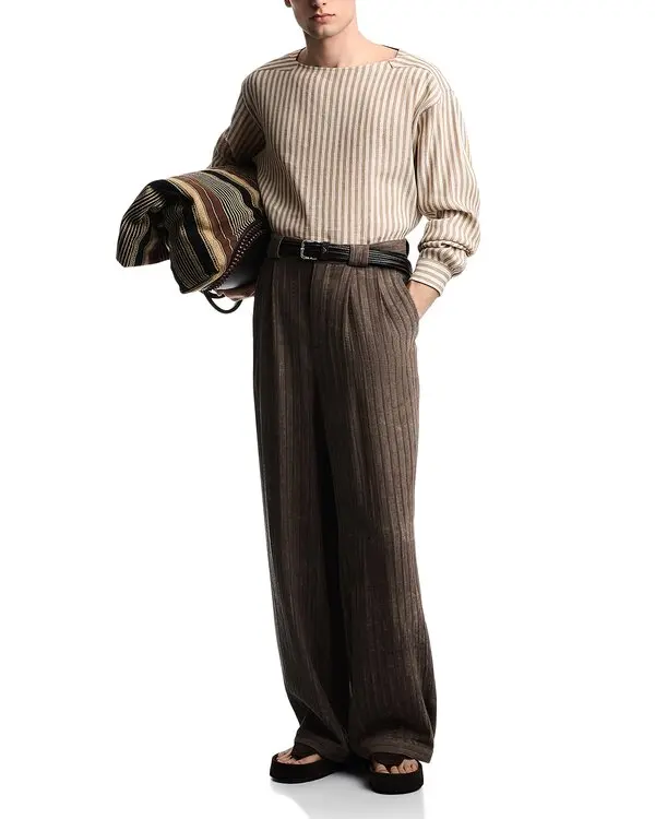 Emporio Armani Striped Linen & Cotton Shirt
