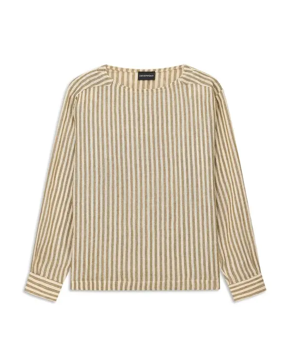 Emporio Armani Striped Linen & Cotton Shirt