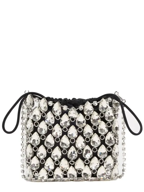 SELF-PORTRAIT Mini Metallic Crystal Embellished Bag - Silver