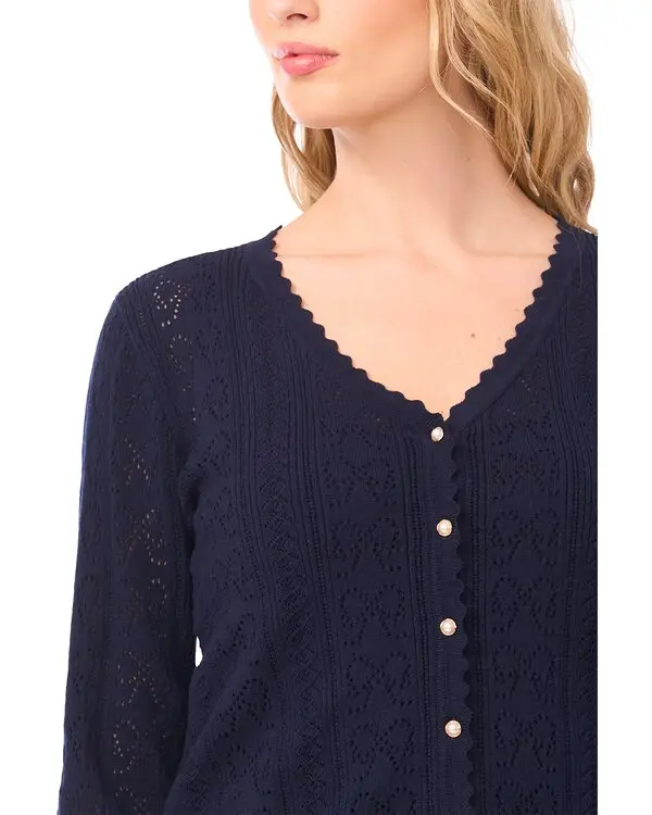 CECE DUPRAZ Pointelle Cardigan Sweater