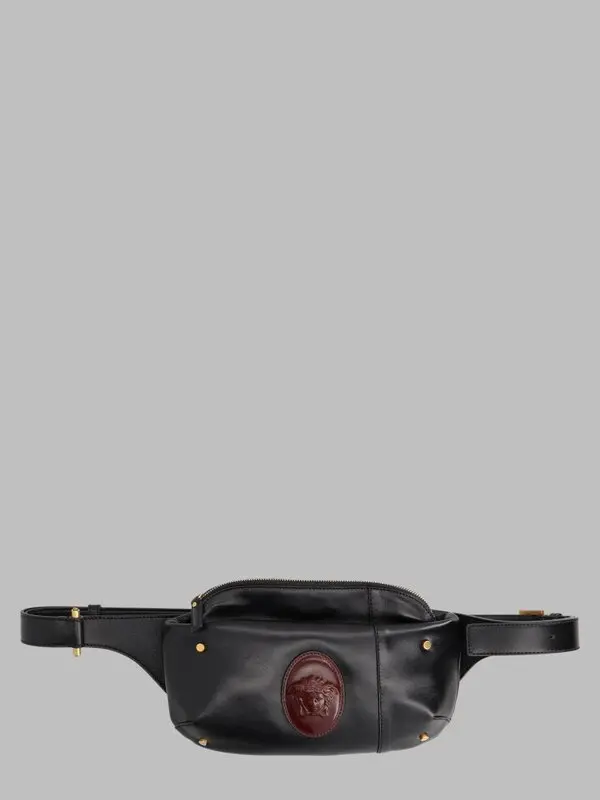 Versace Calf Leather Trimmed Belt Bag - Black