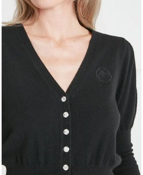 TEMPERLEY LONDON T-logo Cashmere Cardigan With Embellished Buttons - Black