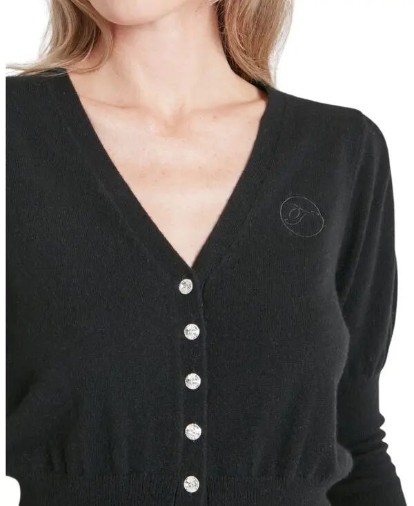 TEMPERLEY LONDON T-logo Cashmere Cardigan With Embellished Buttons - Black