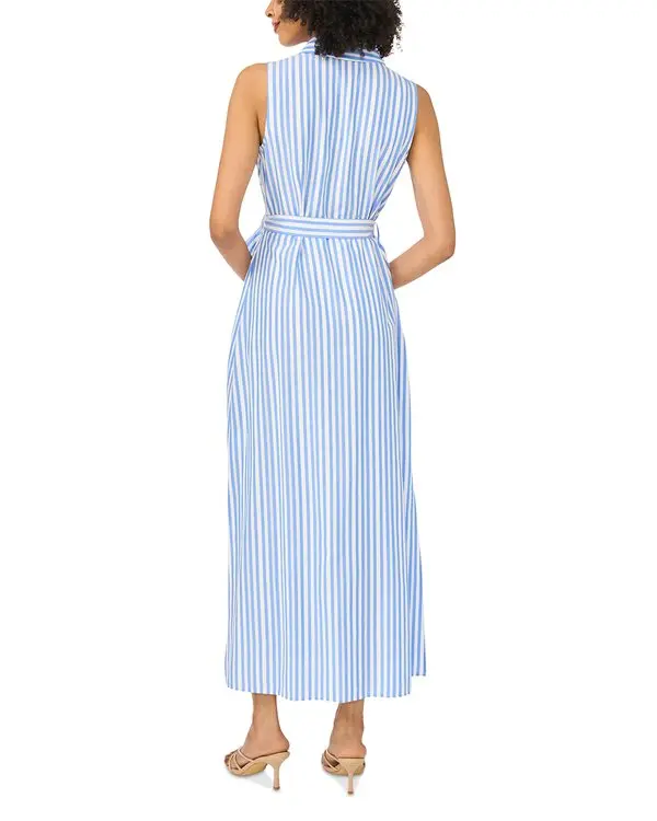 Vince Camuto Sleeveless Striped Button-up Maxi Dress - Blue Cloud