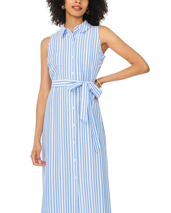 Vince Camuto Sleeveless Striped Button-up Maxi Dress - Blue Cloud