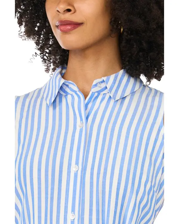 Vince Camuto Sleeveless Striped Button-up Maxi Dress - Blue Cloud