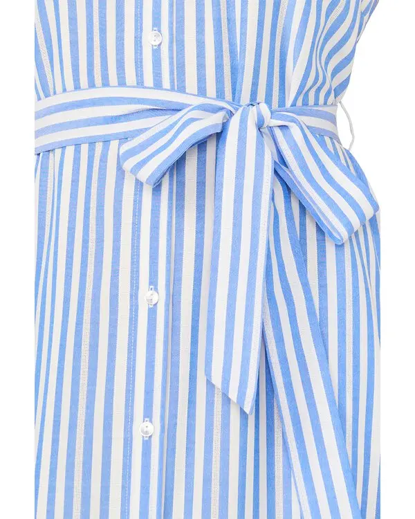 Vince Camuto Sleeveless Striped Button-up Maxi Dress - Blue Cloud
