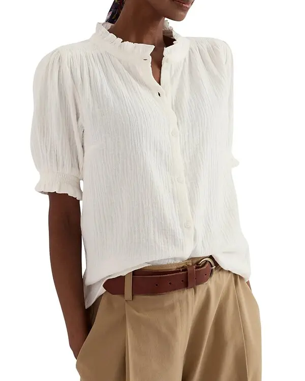SEASALT CORNWALL Button-up Puff Sleeve Shirt - Chalk