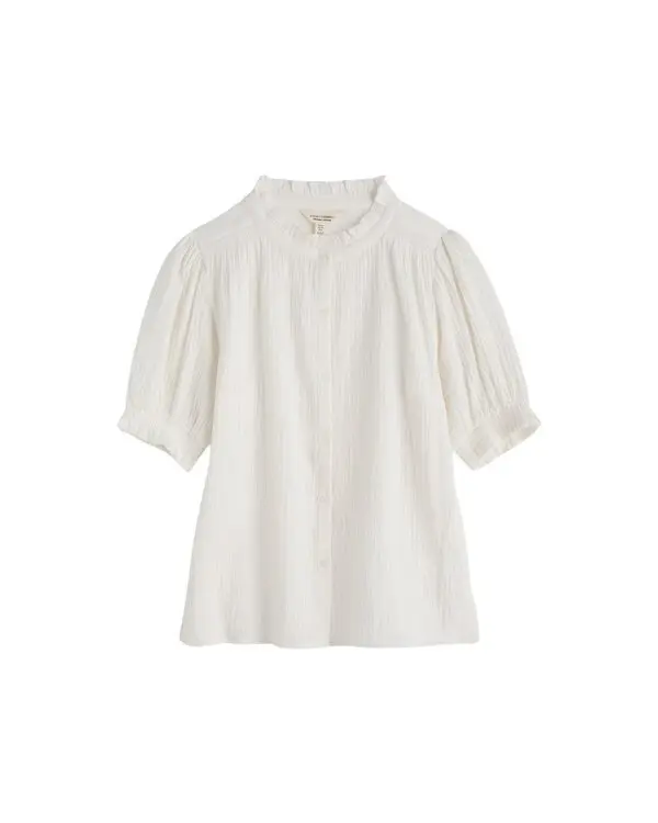 SEASALT CORNWALL Button-up Puff Sleeve Shirt - Chalk