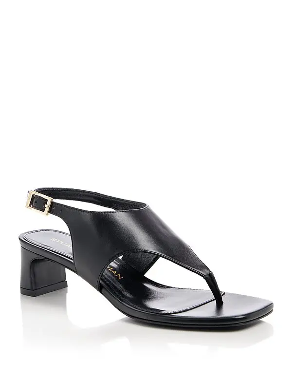 STUART WEITZMAN Square Toe Thong Sandals With Ankle Strap