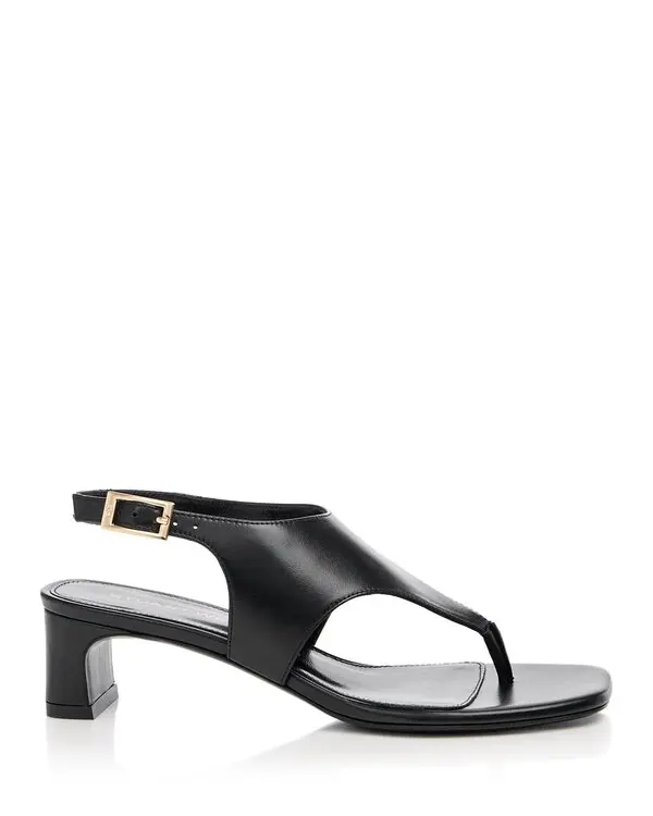 STUART WEITZMAN Square Toe Thong Sandals With Ankle Strap