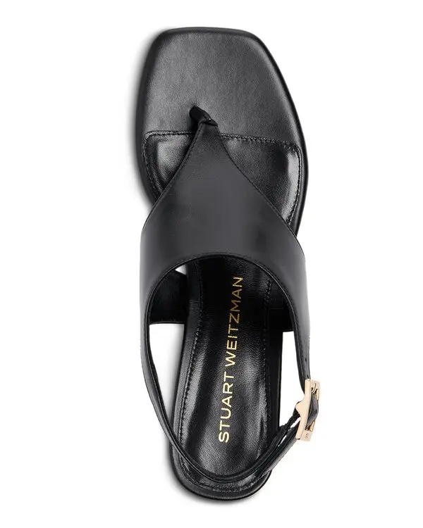 STUART WEITZMAN Square Toe Thong Sandals With Ankle Strap